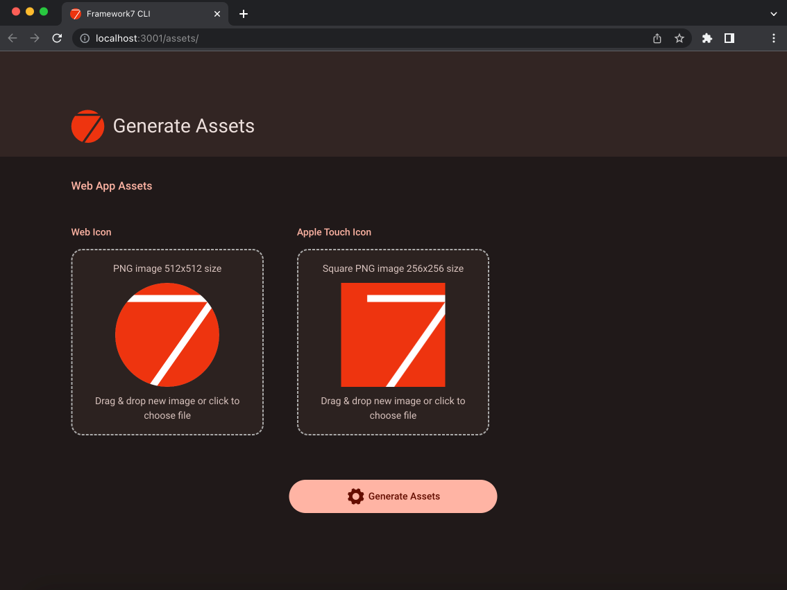 Generate Assets | Framework7 CLI